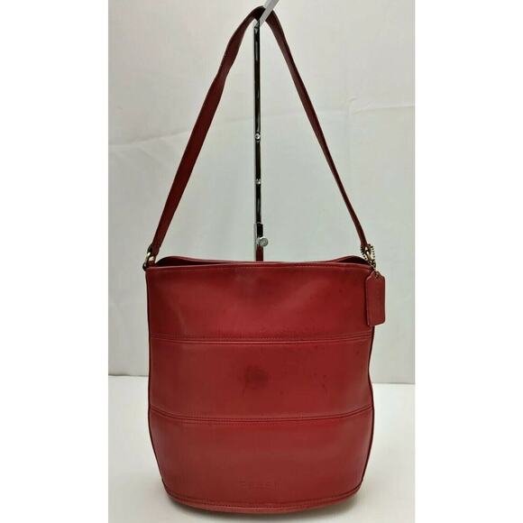 Coach | Bags | Coach Red Glovetanned Cowhide Leather Tote Shoulder Bag ...
